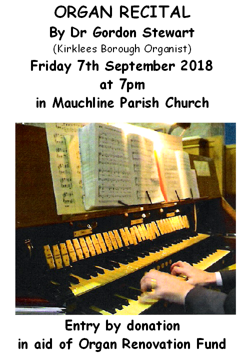Organ Recital at Mauchline Church – Lanarkshire Organists